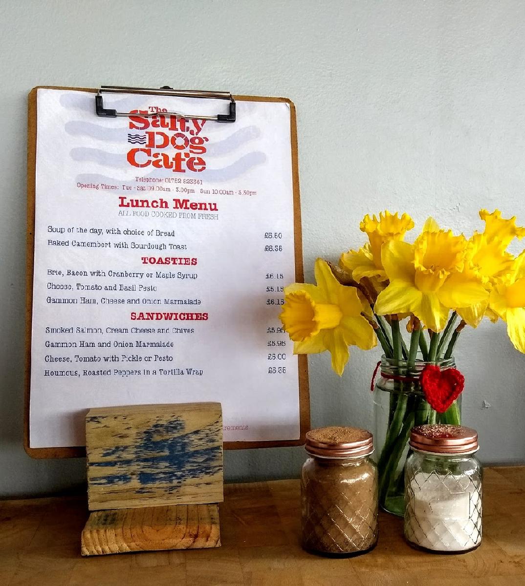 Menu at The Salty Dog Cafe, Torpoint