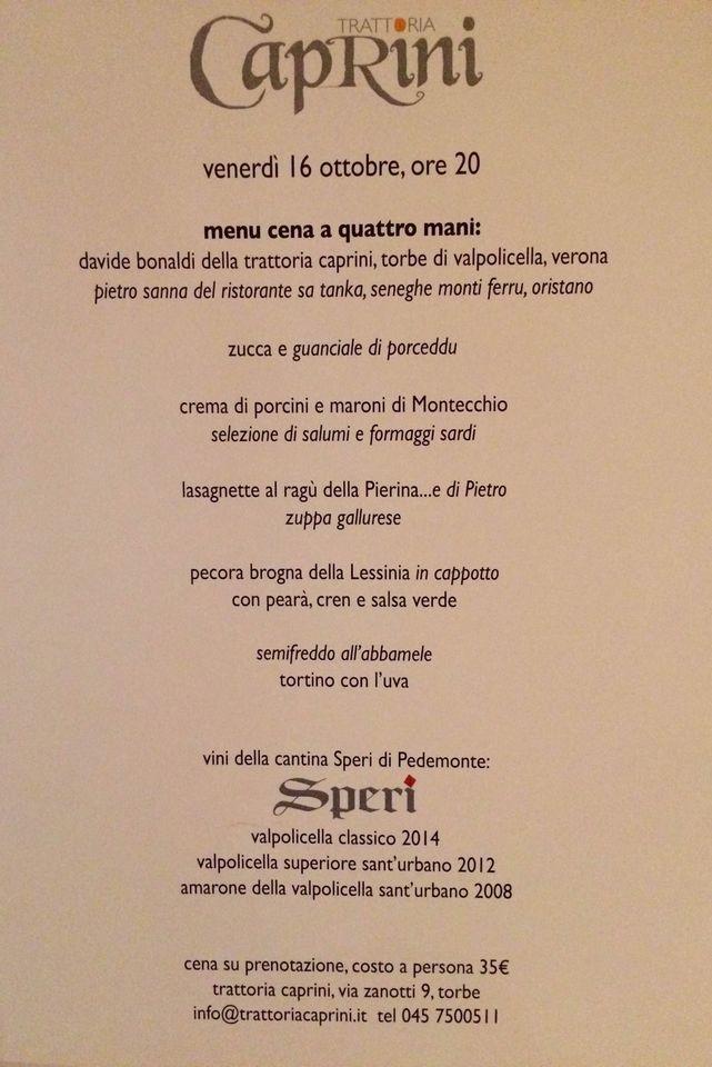 Menu da Trattoria Caprini pub & bar, Negrar