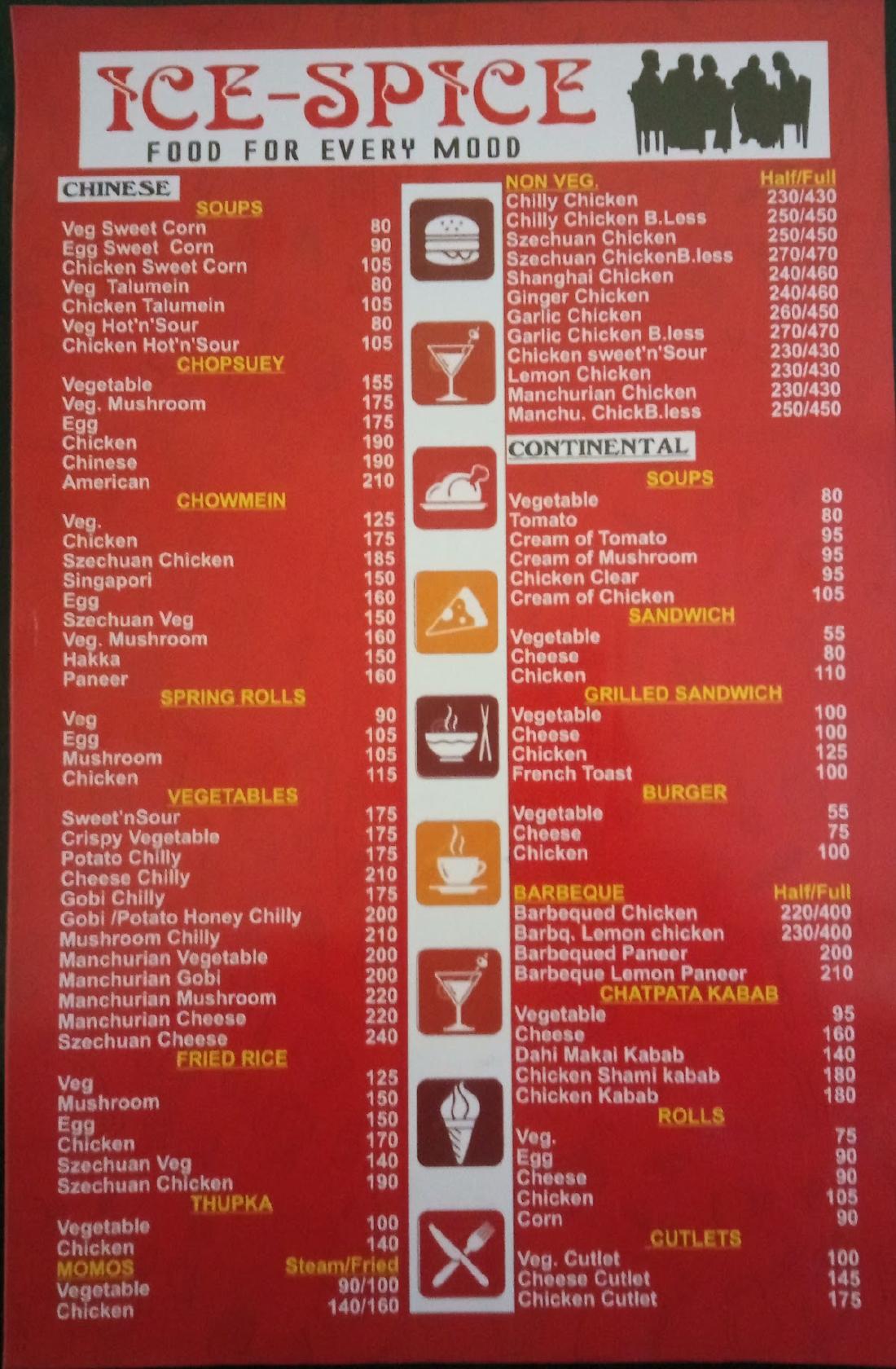Menu At Ice Spice Solan Menu At Ice Spice Solan