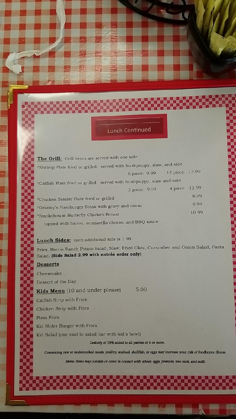 Menu at 2 Sisters Diner desserts, New Albany