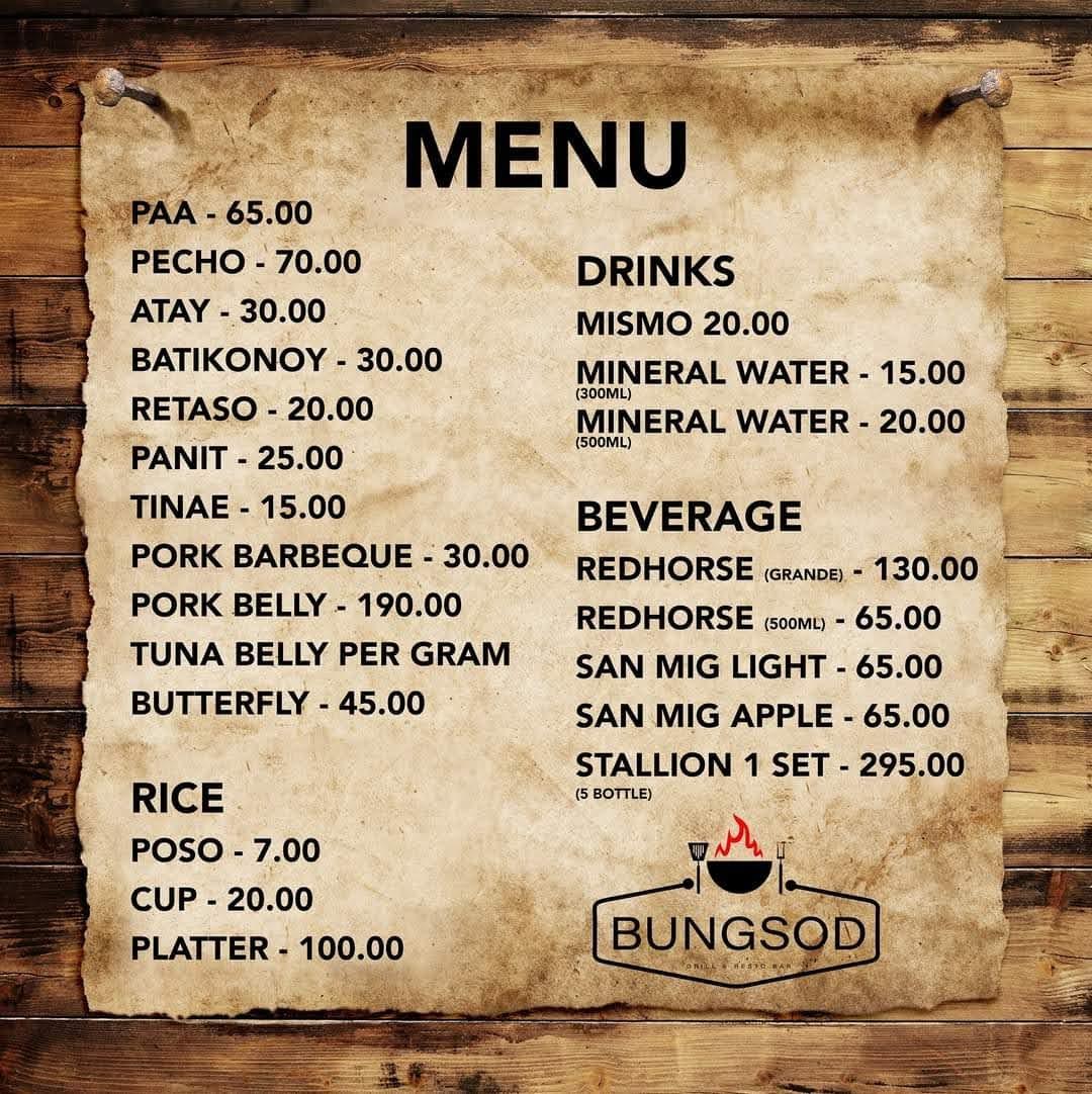 Menu at Bungsod Grill & Resto Bar, Surigao City