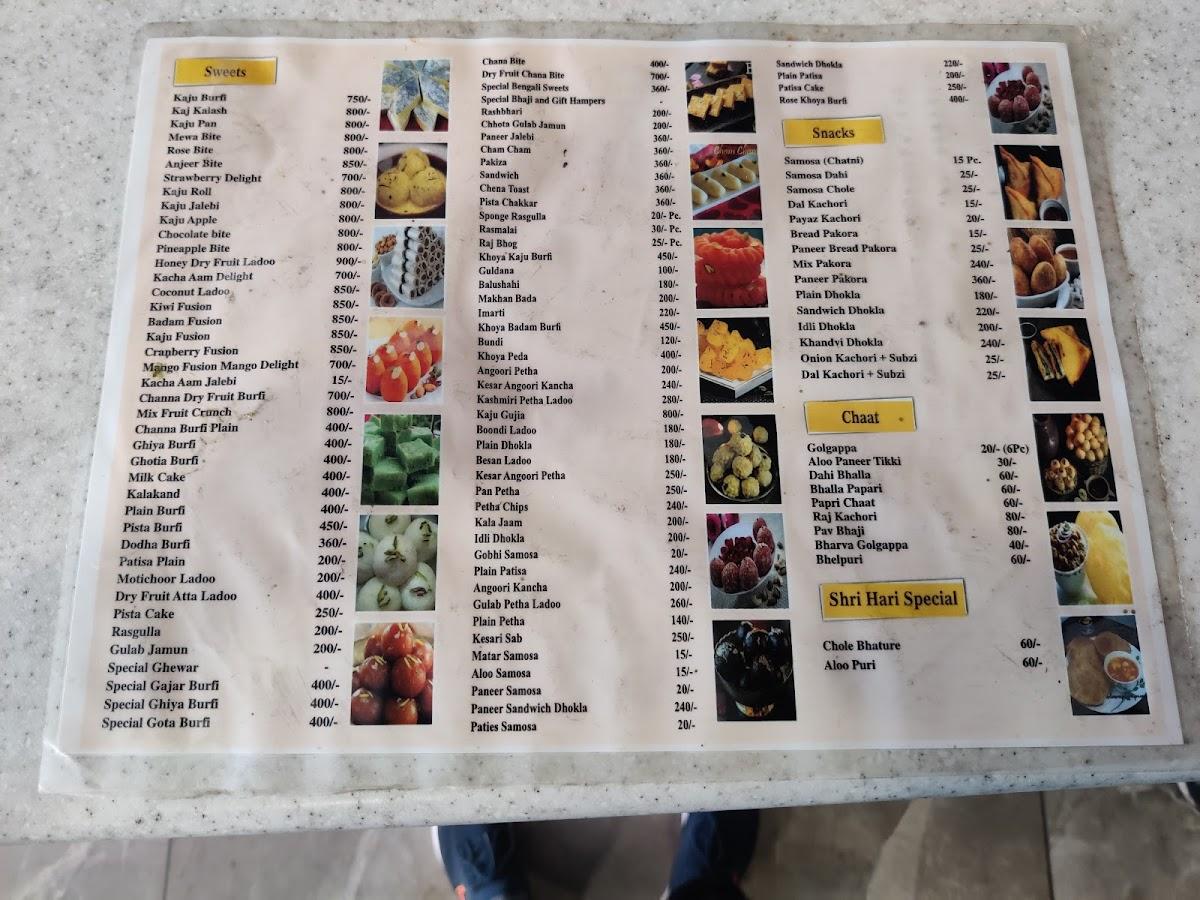 Menu at Shri Hari Misthan Bhandar - Prem Halwai, Samalkha
