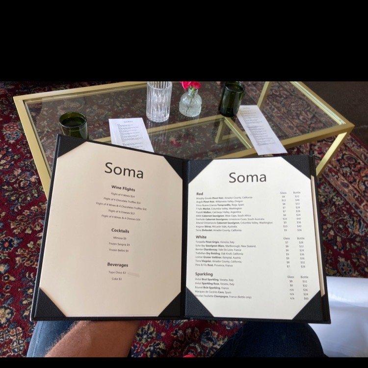 Menu at SOMA WINERY pub & bar, Fort Worth