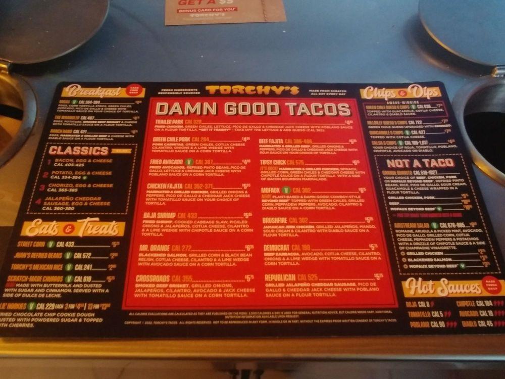 Menu at Torchy's Tacos restaurant, Phoenix, N Tatum Blvd suite 125