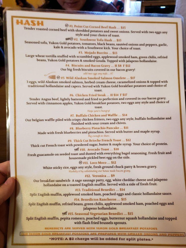 Menu at Hash restaurant, Olympia