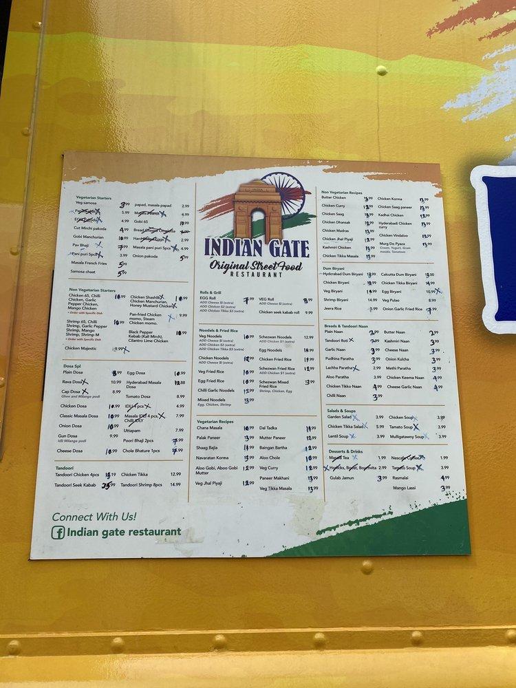 Menu at Indian Gate Restaurant, Miami, NW Lejeune Rd