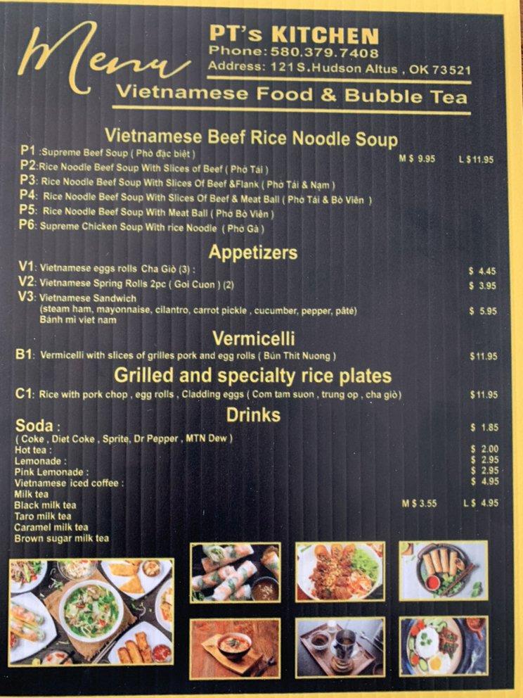 Menu at PT’s Kitchen, Altus