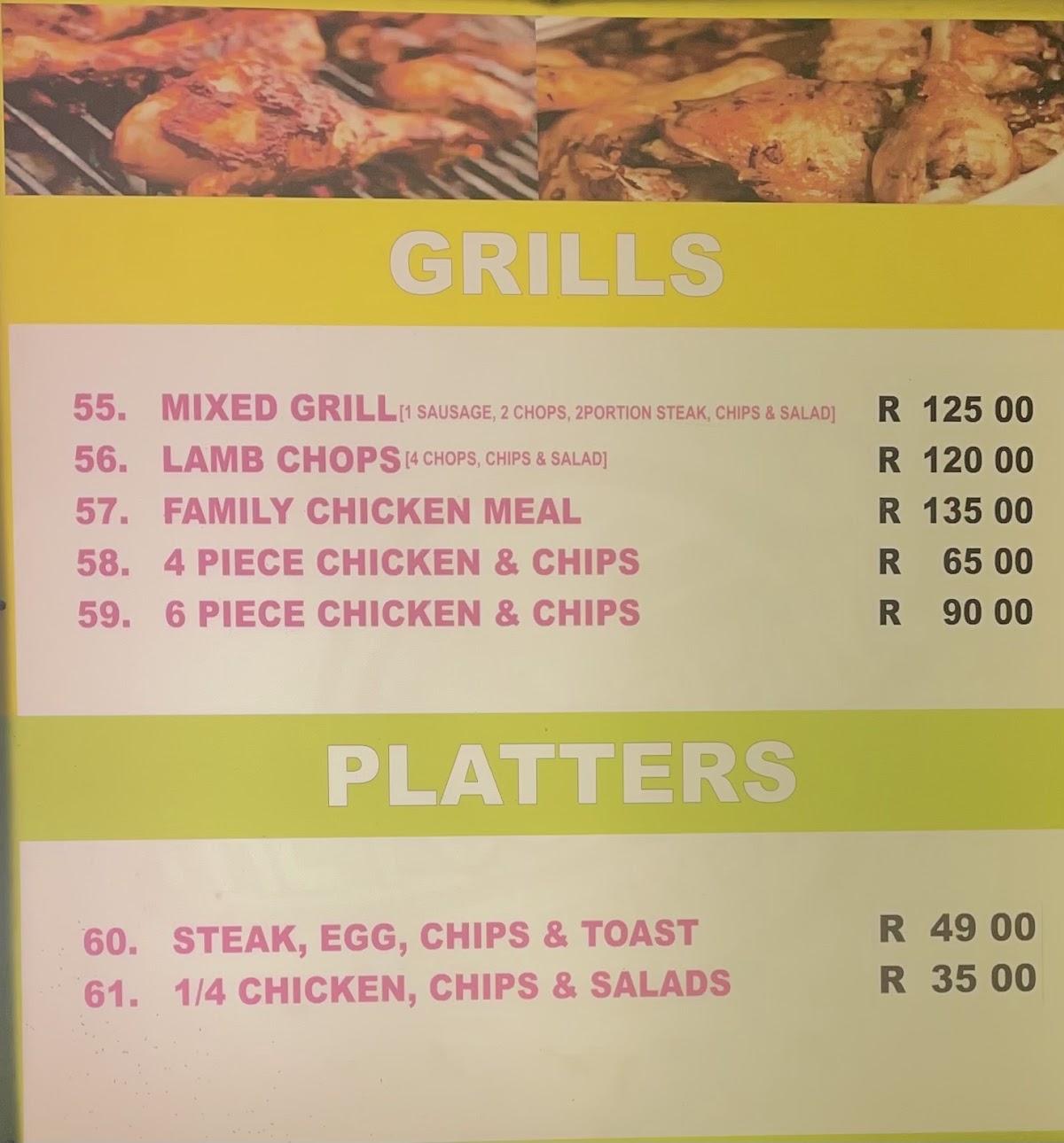 Menu at The Food Planet restaurant, Cape Town, 1 De Kock St