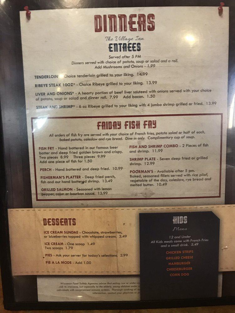 Menu at Village Inn restaurant, Marathon City, 304 Main St