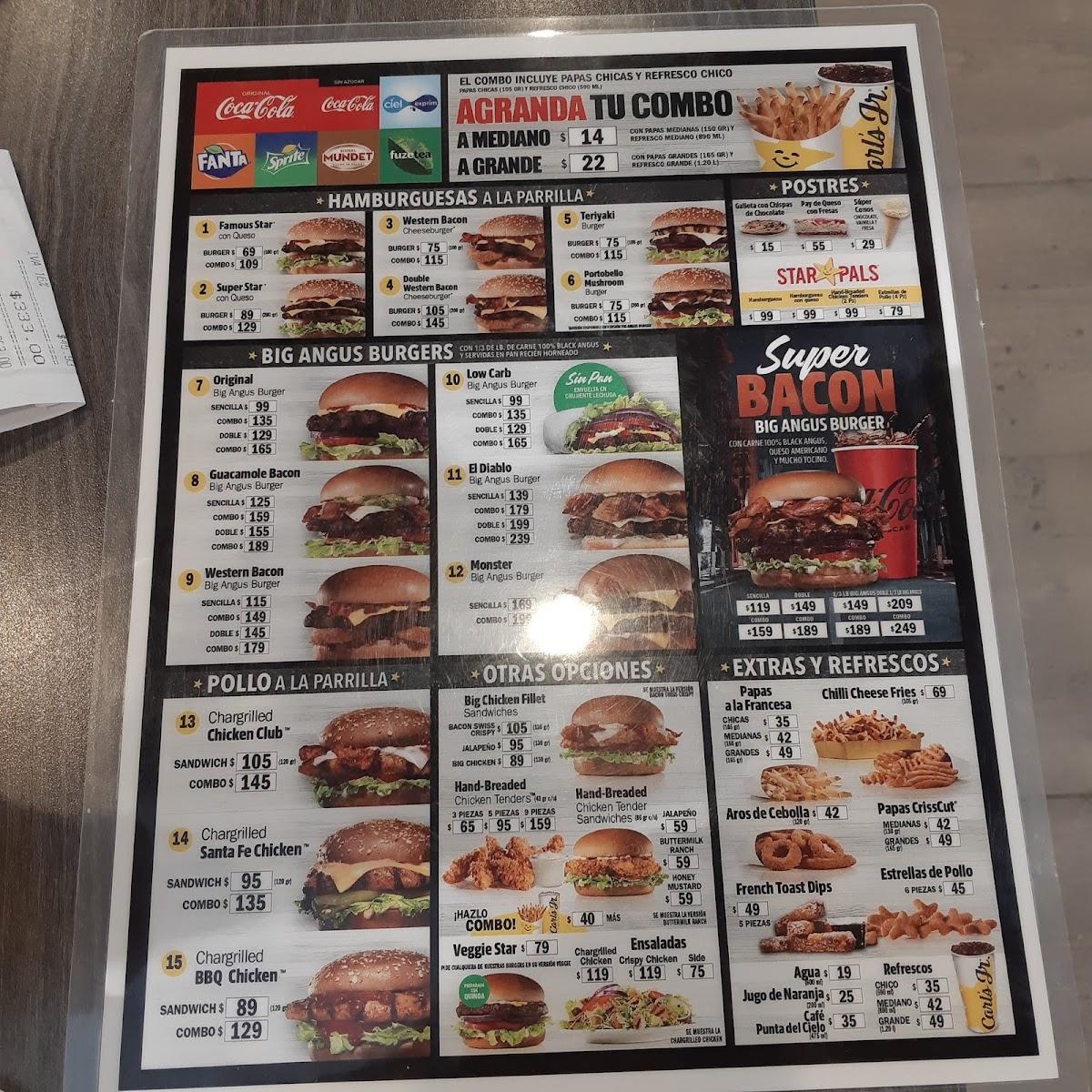 Carta del restaurante Carl's Jr, Ciudad Victoria