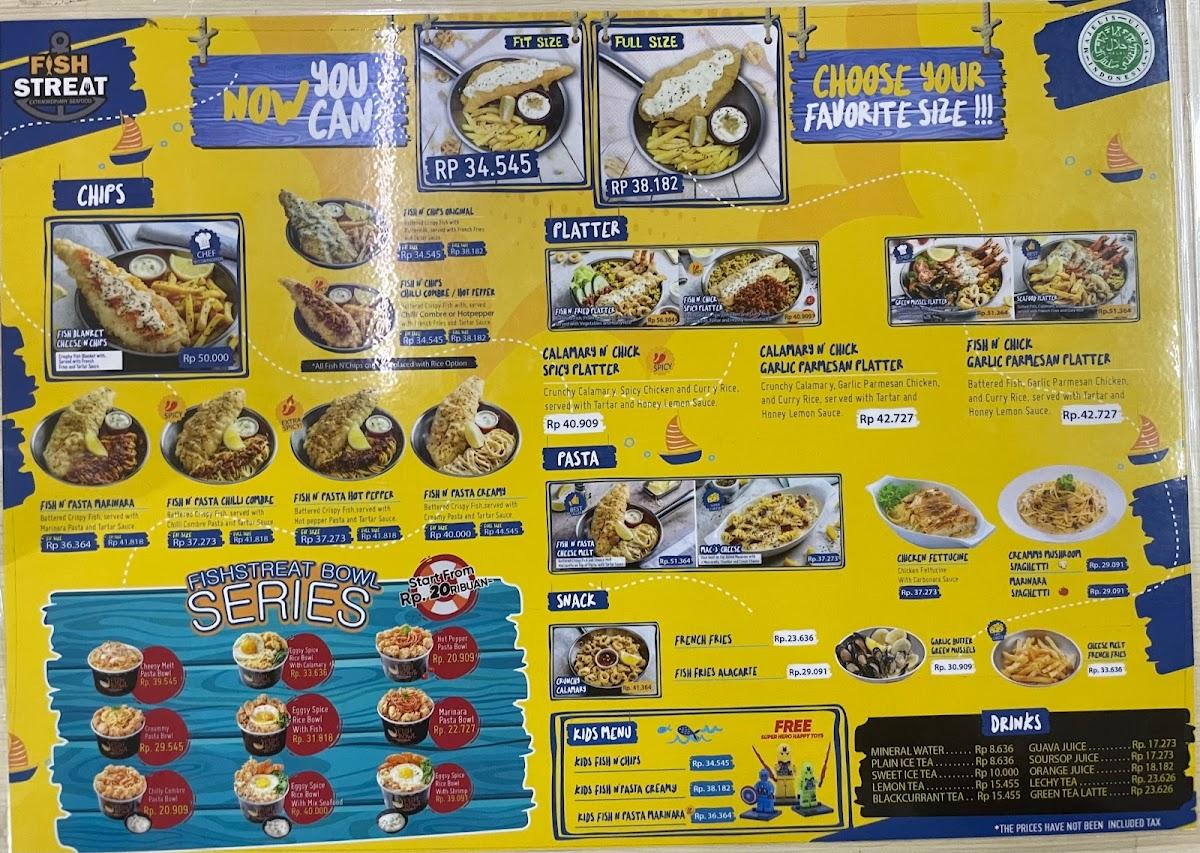 Menu at FISH STREAT restaurant, South Jakarta, Jl. Kesehatan Raya No.28