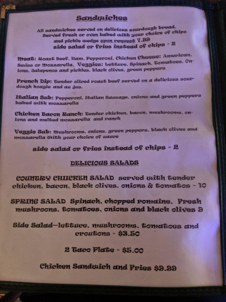 Menu at Four Aces Bar, Superior, 20 Mullan Rd W