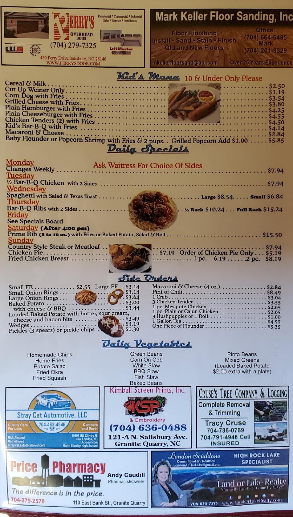 Menu at Johnny's Barbeque, Rockwell