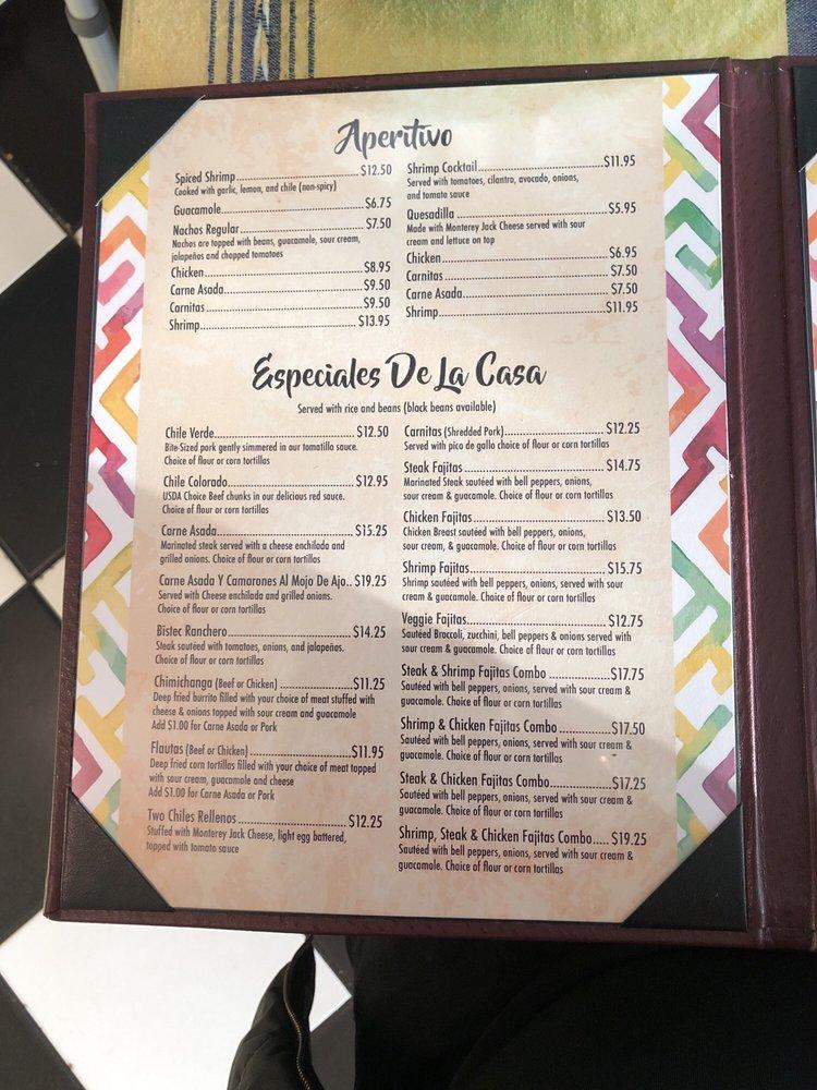 Menu at Jose's Mexican Food restaurant, Seaside