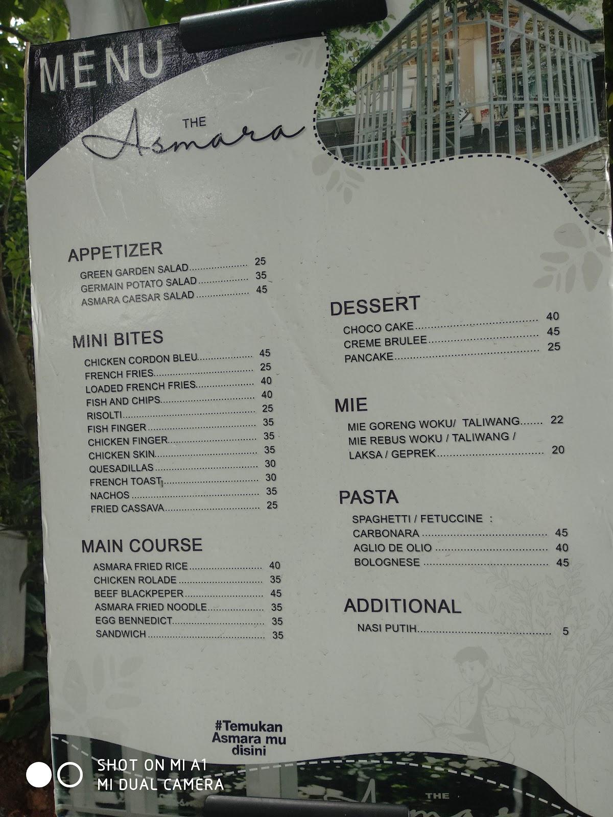 Menu at The Asmara Coffee & Eatery Cibinong cafe, Bogor