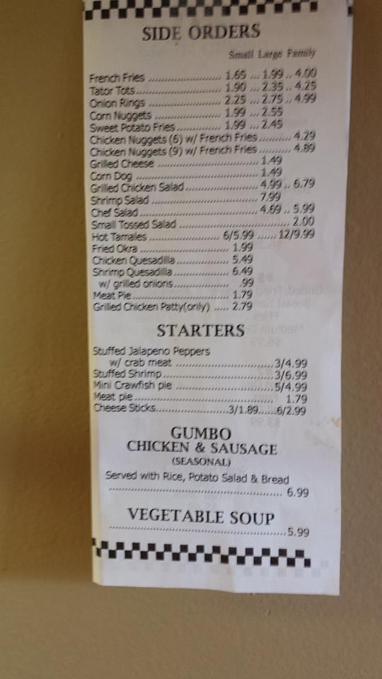 Menu at A-Bear's Diner restaurant, New Iberia
