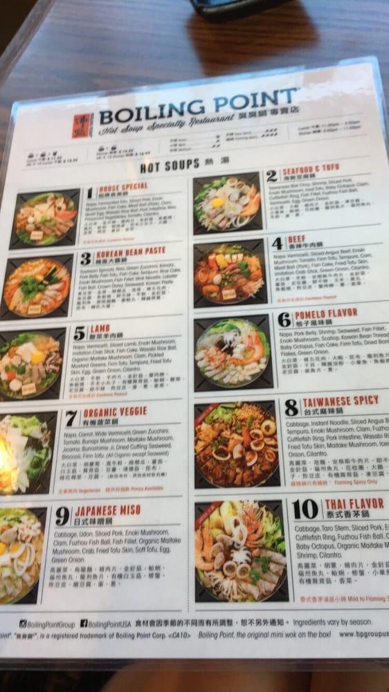 Menu at Boiling Point restaurant, San Gabriel