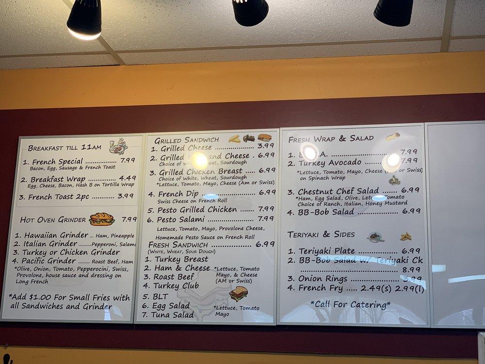 Menu at Chestnut Cafe Kent, Kent