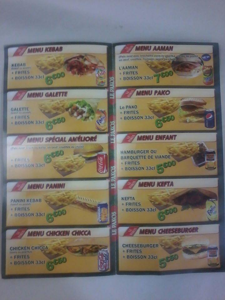 Menu at City kebab restaurant, Denain