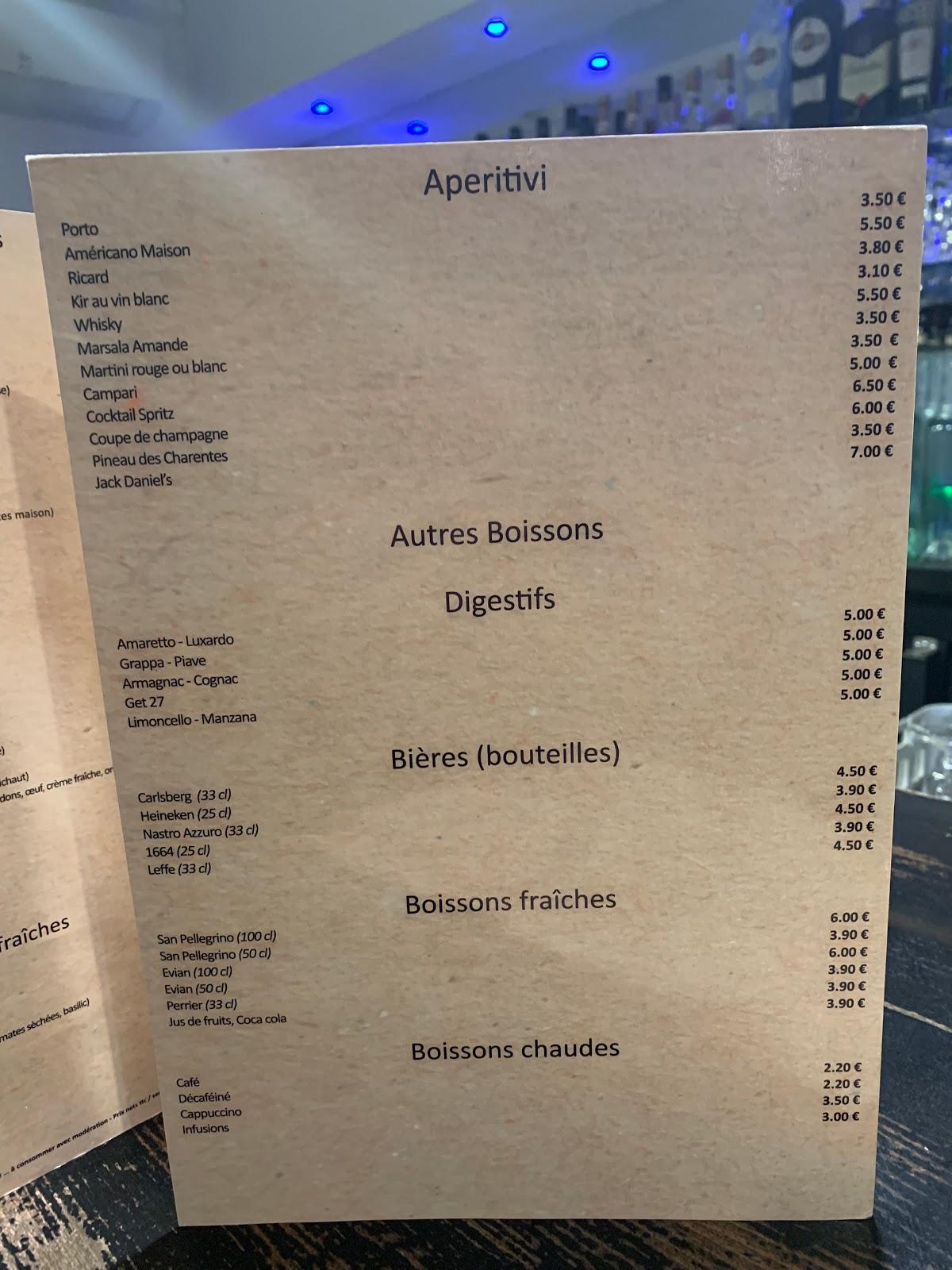 Menu au Le Vivaldi restaurant, Boulogne-Billancourt