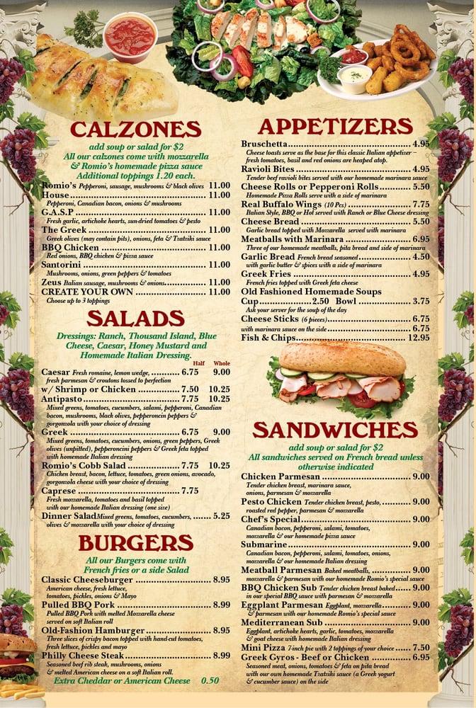 Menu at Romio's Pizza & Pasta pizzeria, Everett, Colby Ave