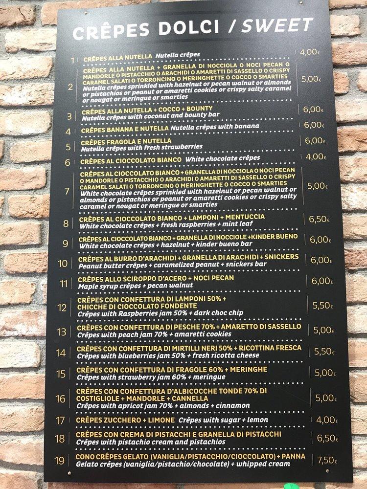 Menu at Creperia Artigianale Casteo restaurant, Venice
