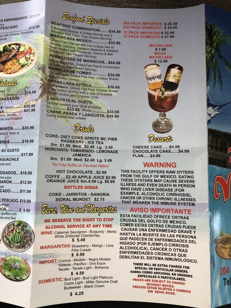 Menu at Mango Paradise Restaurant, Rialto