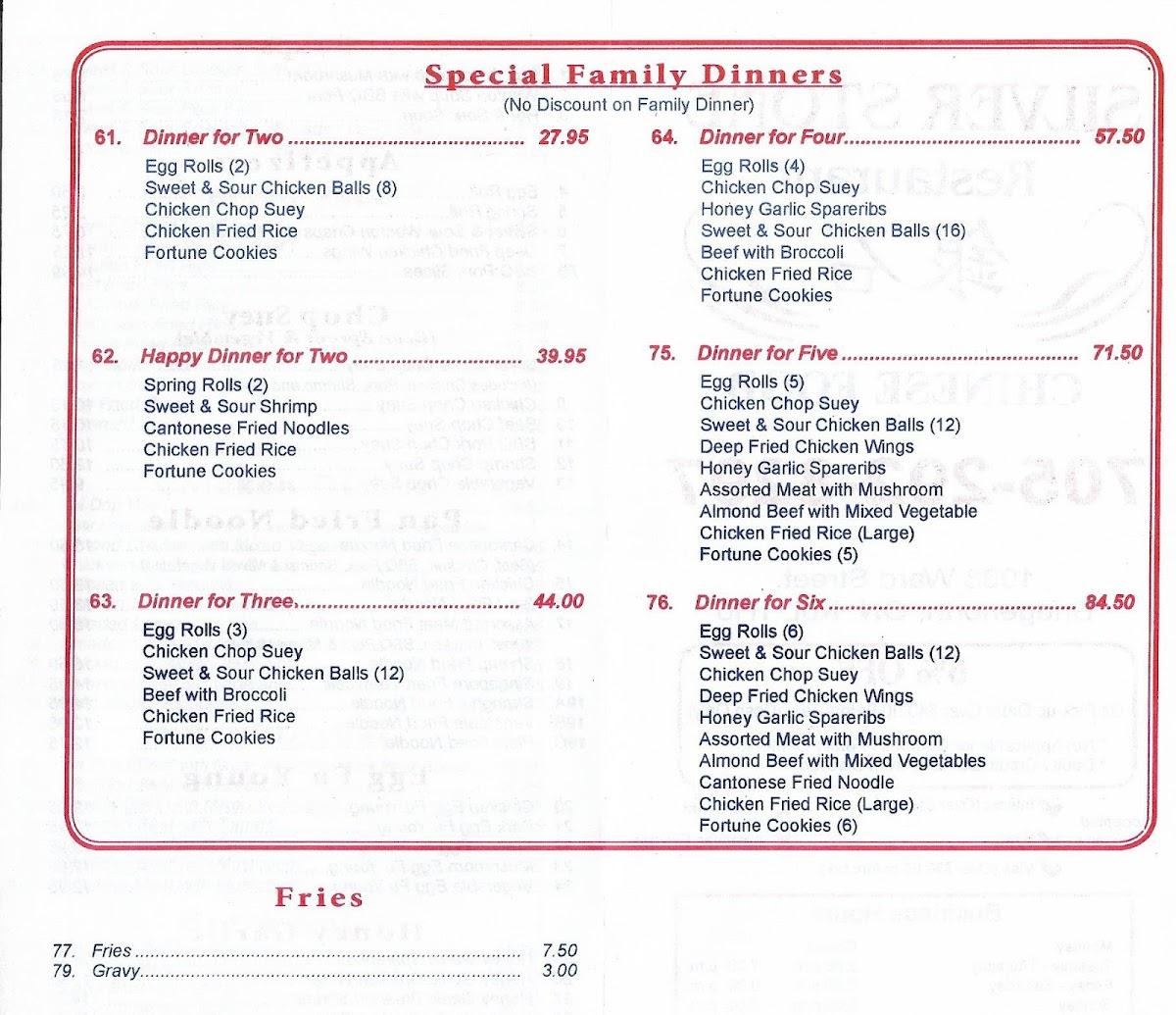 Menu at Silver Stone Restaurant, Bridgenorth