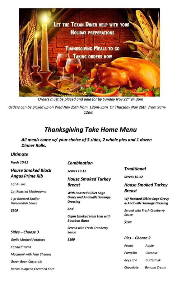 Menu at Texan Diner restaurant, Fort Worth