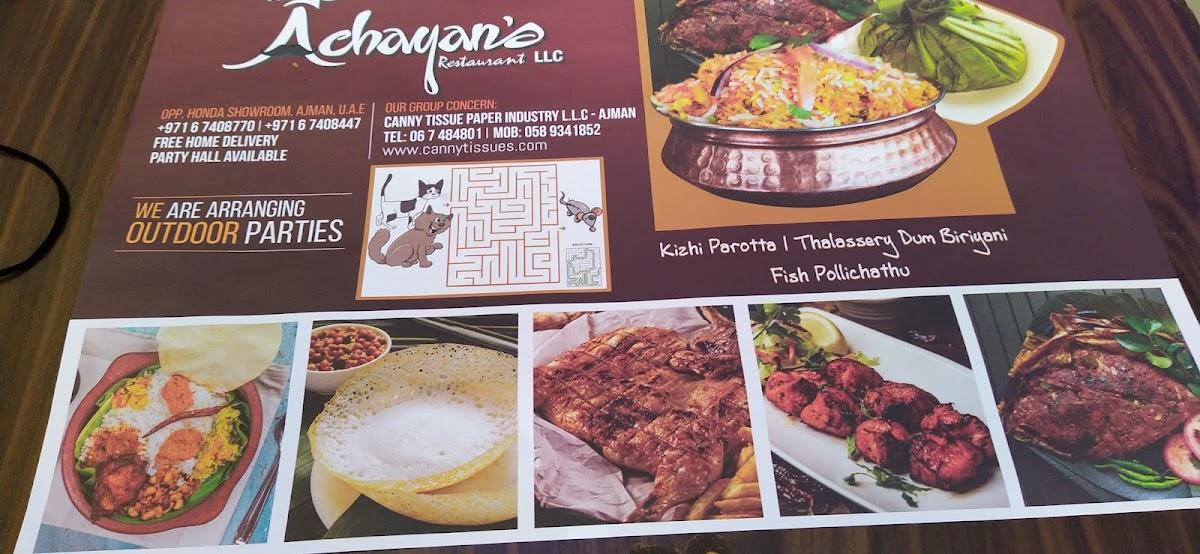 Menu at Achayan's Restaurant, Ajman