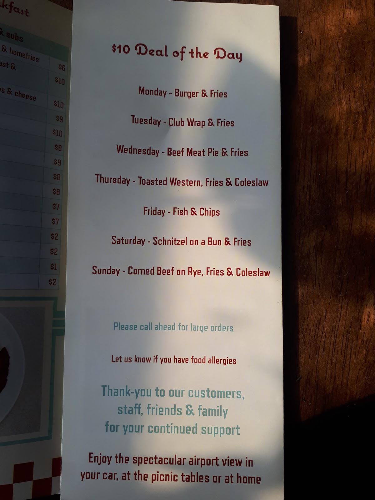 Menu at Airport View Restaurant, Lindsay