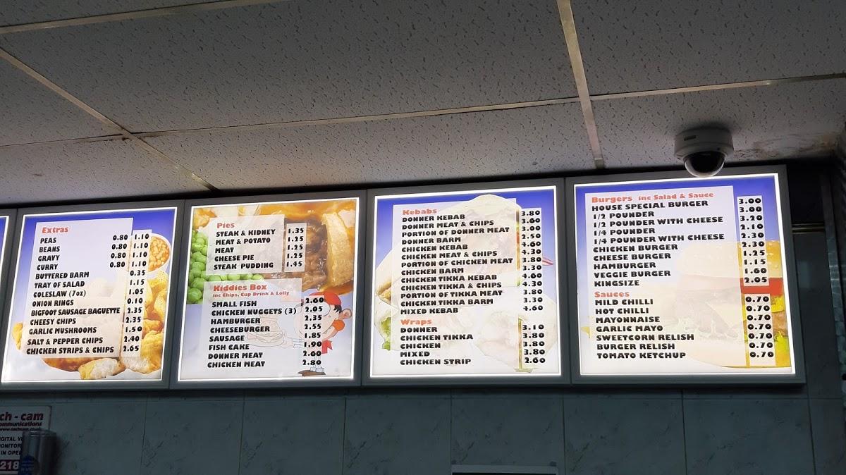 Menu at Haydock Supper Bar, St Helens