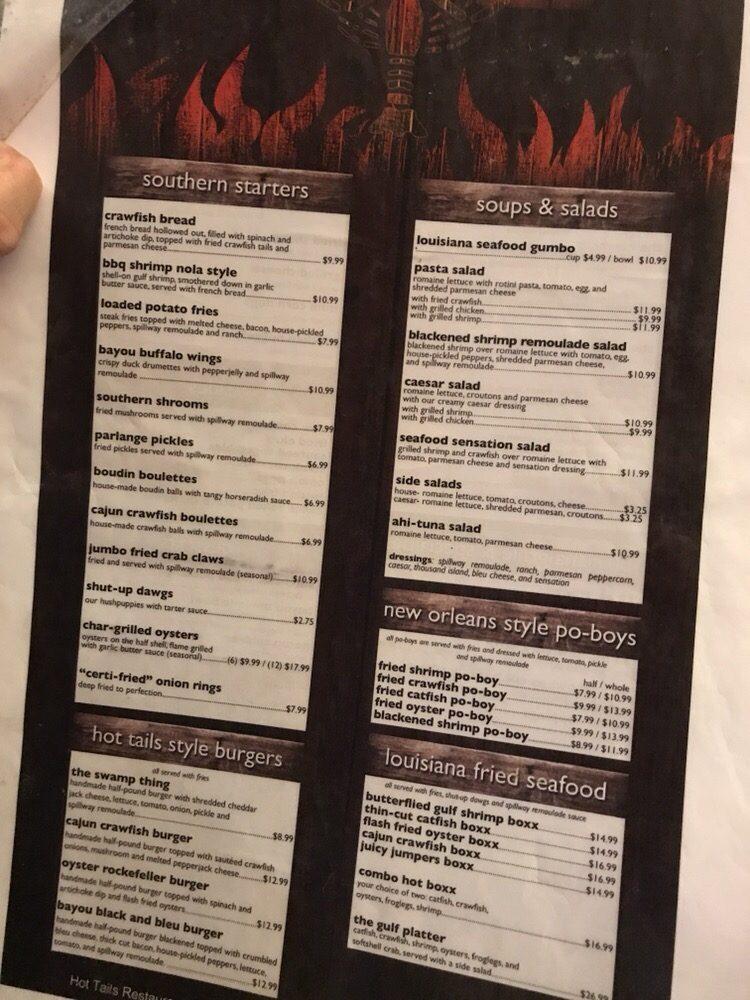 Menu at Hot Tails restaurant, New Roads, Hospital Rd