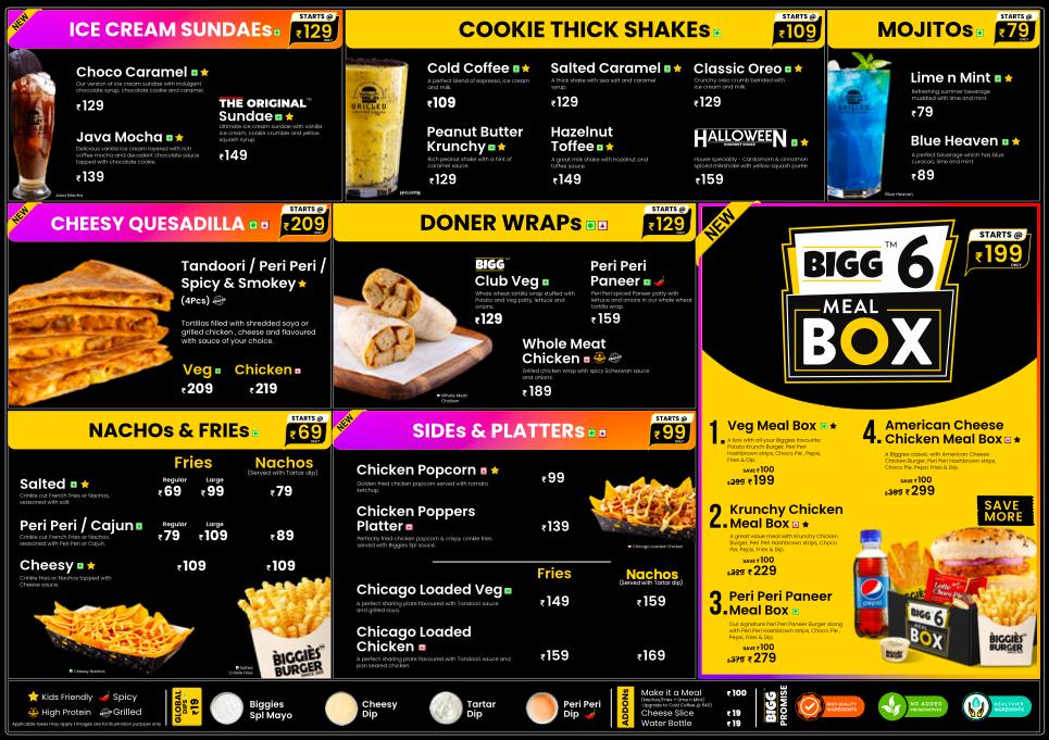 Menu at Biggies Burger: AECS Layout, Bengaluru