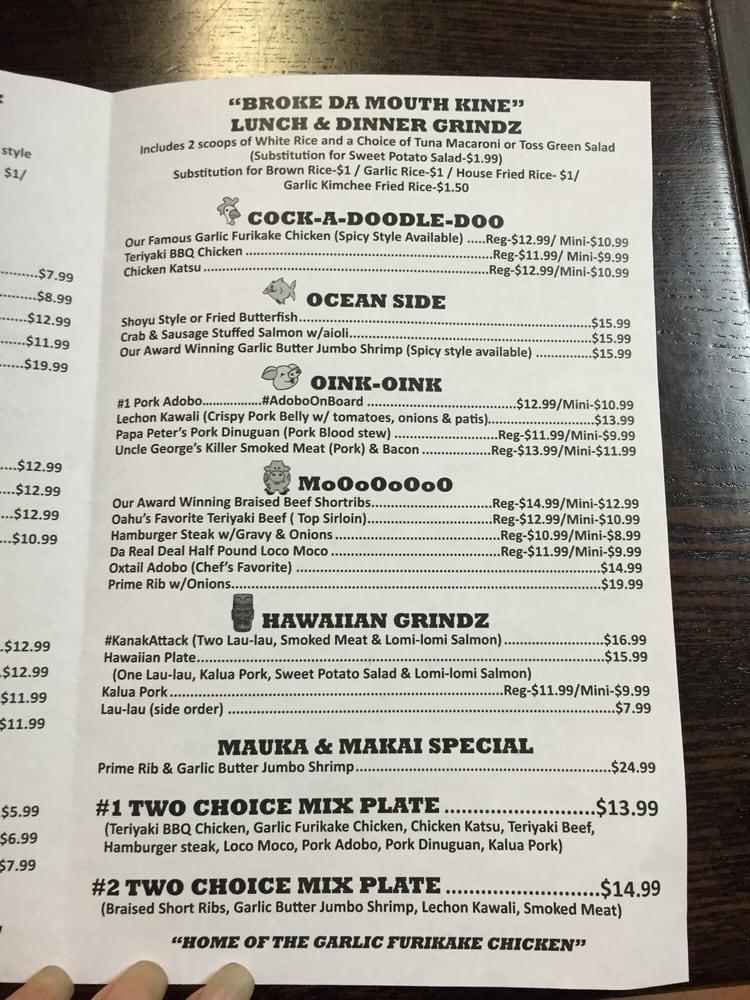 Carta del restaurante Broke Da Mouth Grindz- KONA, Kailua
