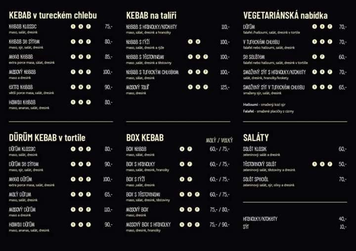 Menu at Djerba Kebab Slaný restaurant, Slaný
