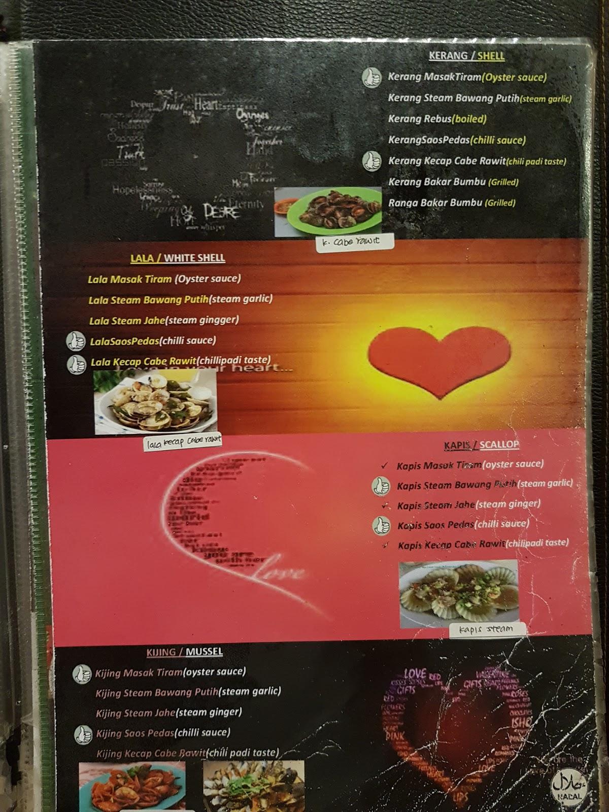 Menu at Love Seafood Batam Centre restaurant, Batam