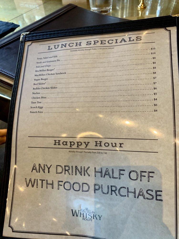Carta del pub y bar MacMillan Whisky Room, Merrifield