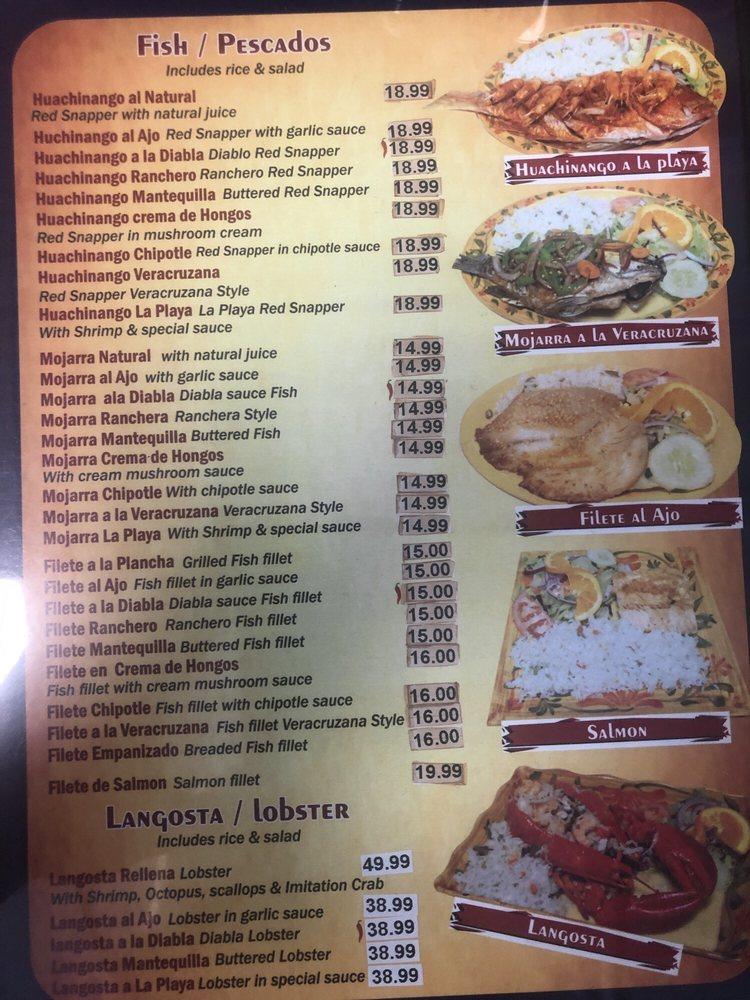 Carta del pub y bar Mariscos La Playa, Chicago, W Cermak Rd