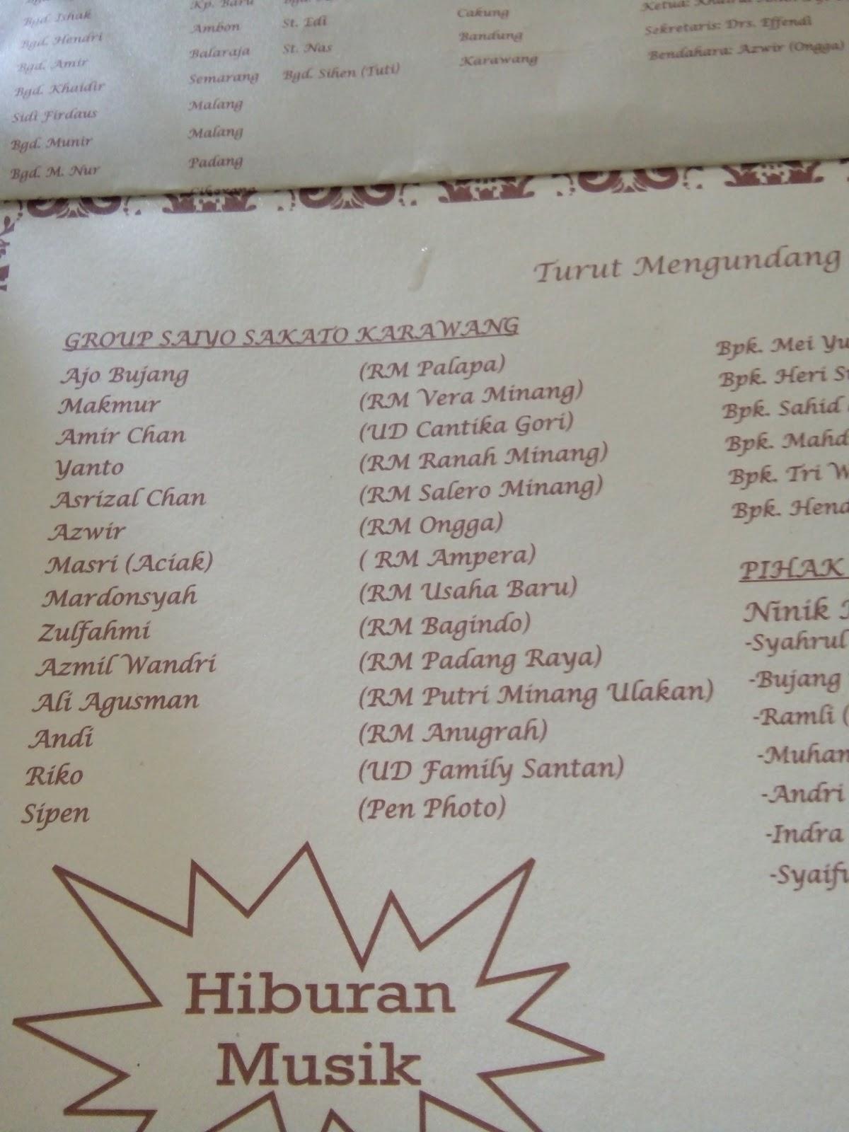 Menu at Rumah Makan Vera Minang restaurant, Karawang