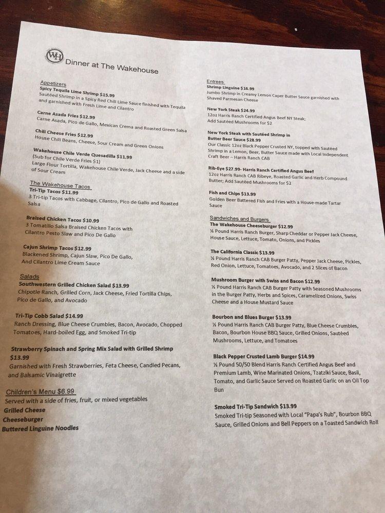 Menu at The Wakehouse pub & bar, Reedley