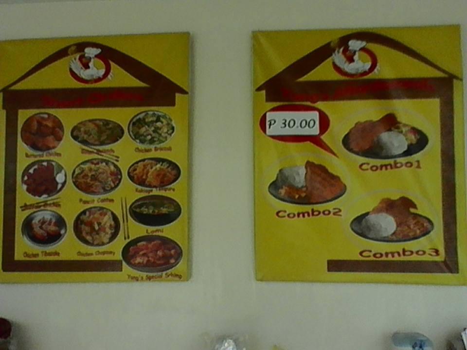 Menu at YONG's Chicken Hauz restaurant, General Santos City