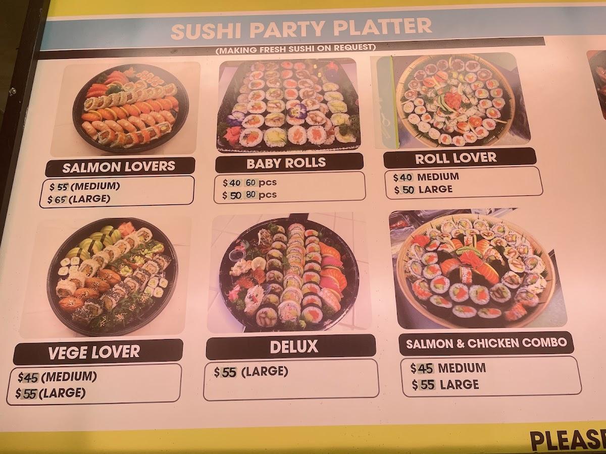 Menu at K Sushi restaurant, Tauranga