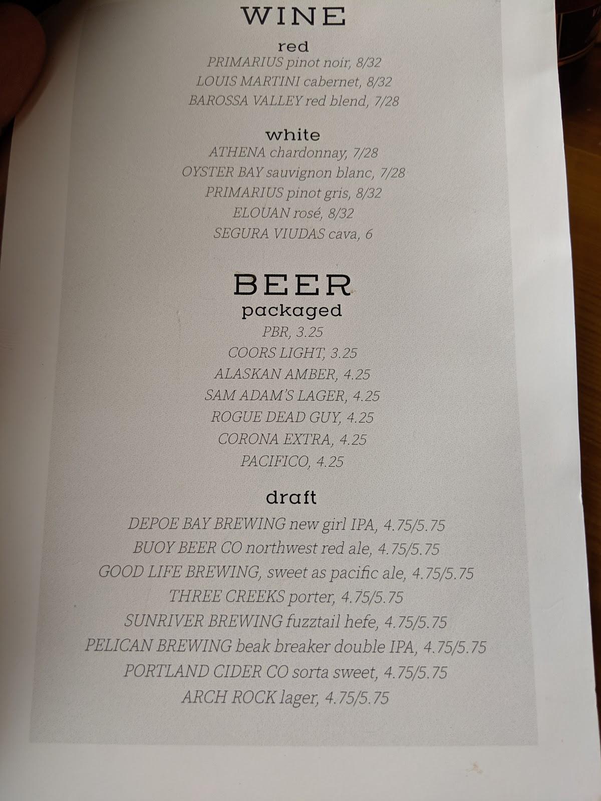 Menu at Pacific Kitchen at Nye Beach pub & bar, Newport