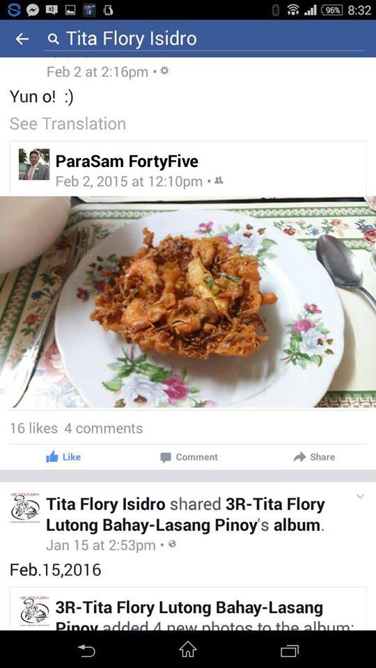 Menu at 3R-Tita Flory Lutong Bahay-Lasang Pinoy restaurant, Pasay