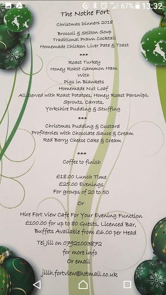 Menu at Fort View Cafe, Weymouth