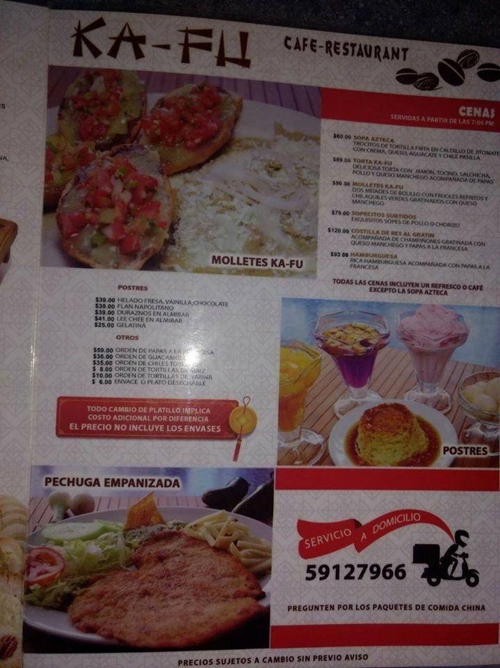 Menu at KAFU restaurant, Mexico City