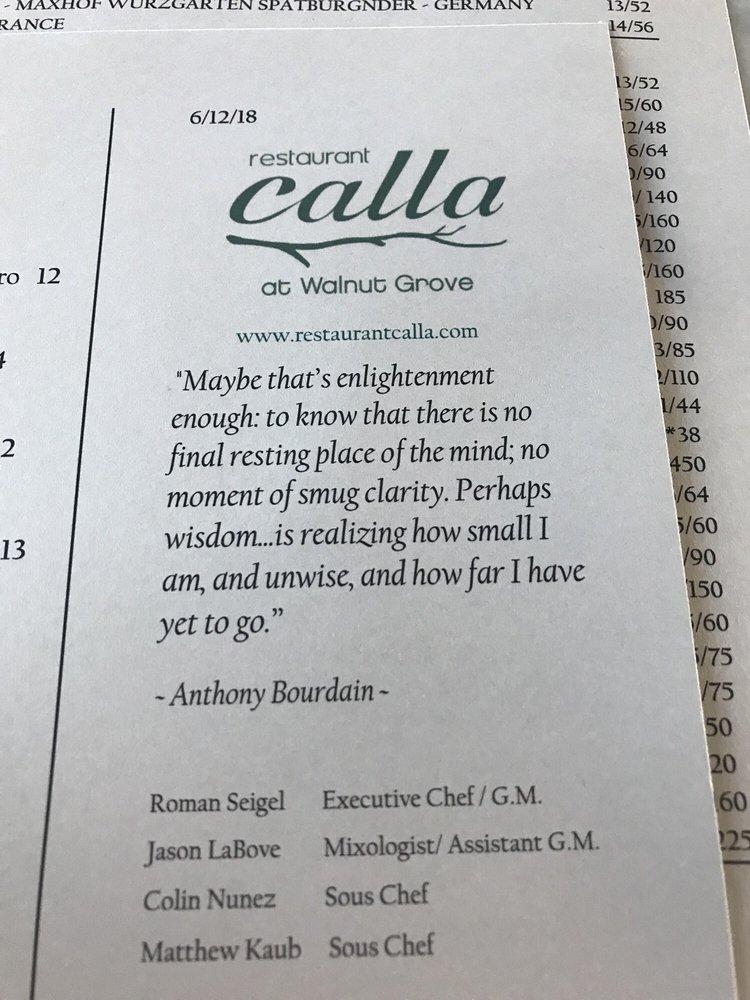 Menu at Restaurant Calla, Lake Charles