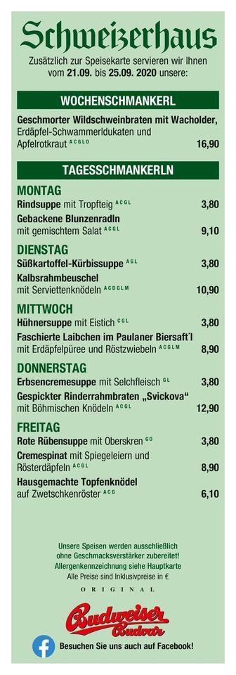 Speisekarte von Schweizerhaus pub & Bar, Wien