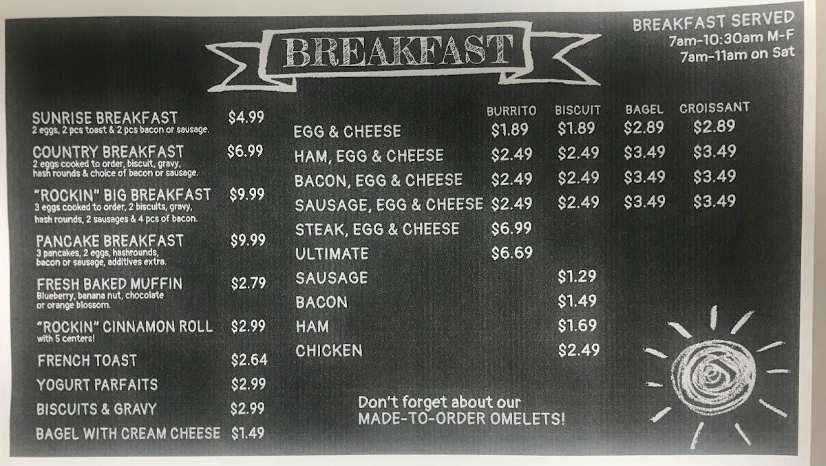 Menu at The Rock Cafe, Paris